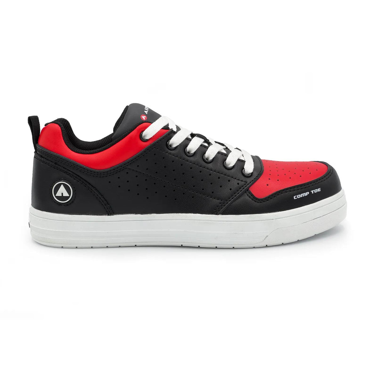 Arena Composite Toe Work Shoes – Black/Red – Steel Toes